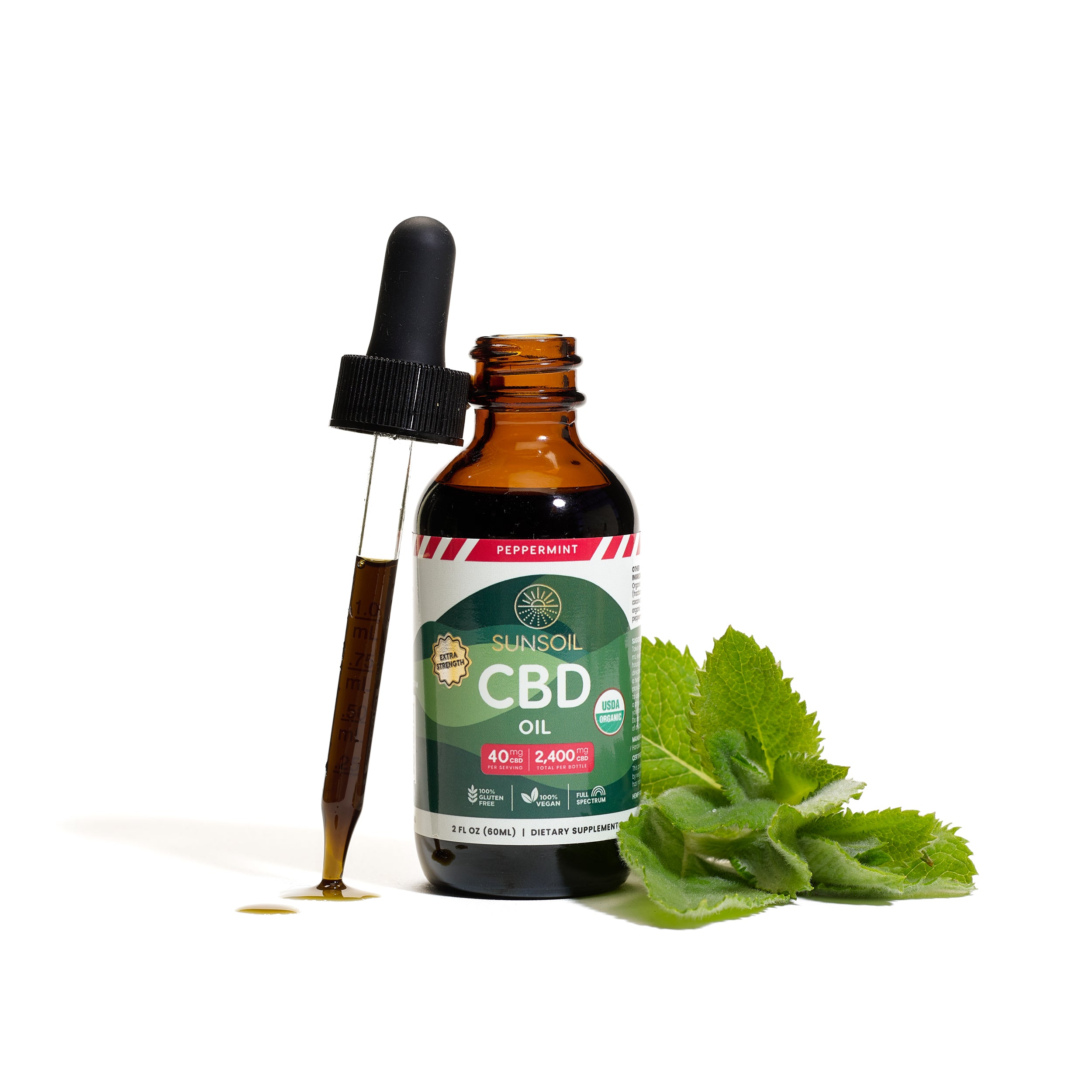 Peppermint CBD Oil | 40 MG (2,400 MG CBD per Bottle) – Sunsoil
