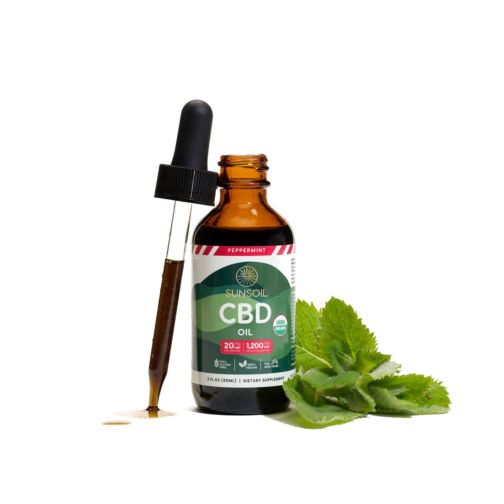 Peppermint CBD Oil | 20 MG (1,200 MG CBD per Bottle) – Sunsoil